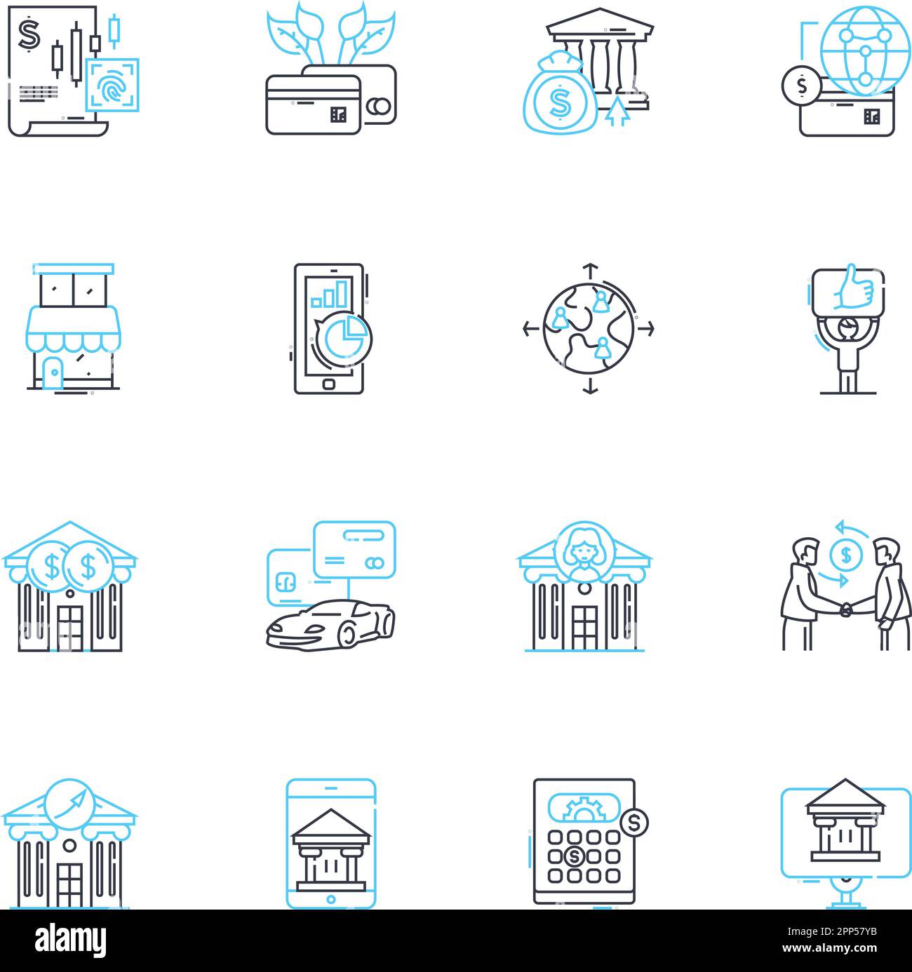 Portfolio management linear icons set. Investment, Diversification ...