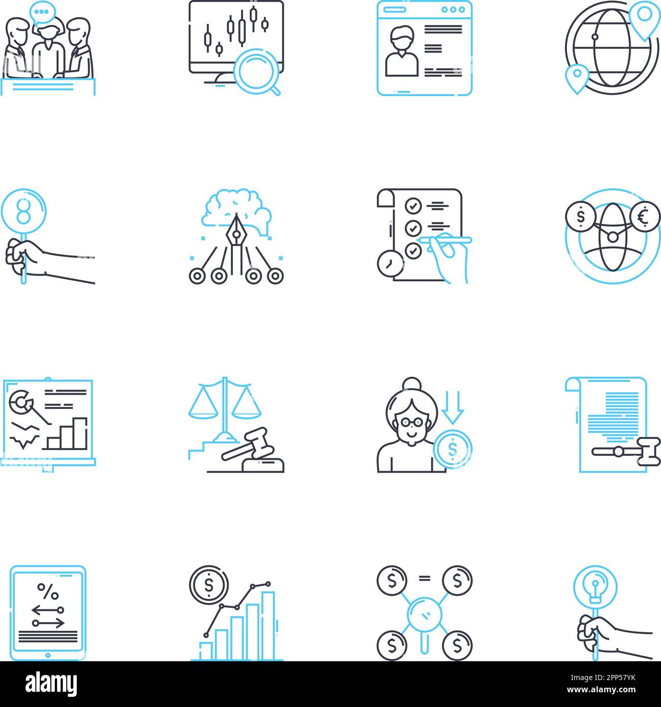 Finance industry linear icons set. Investments, Accounting, Credit ...