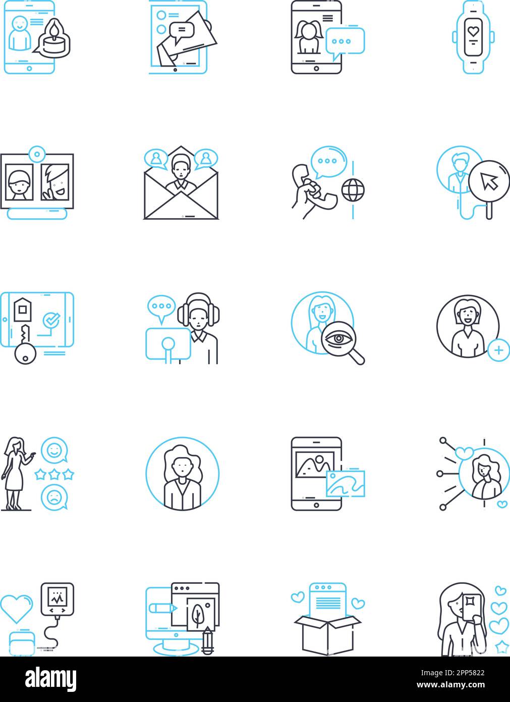 Advertising tactics linear icons set. Branding, Promotion, Persuasion ...