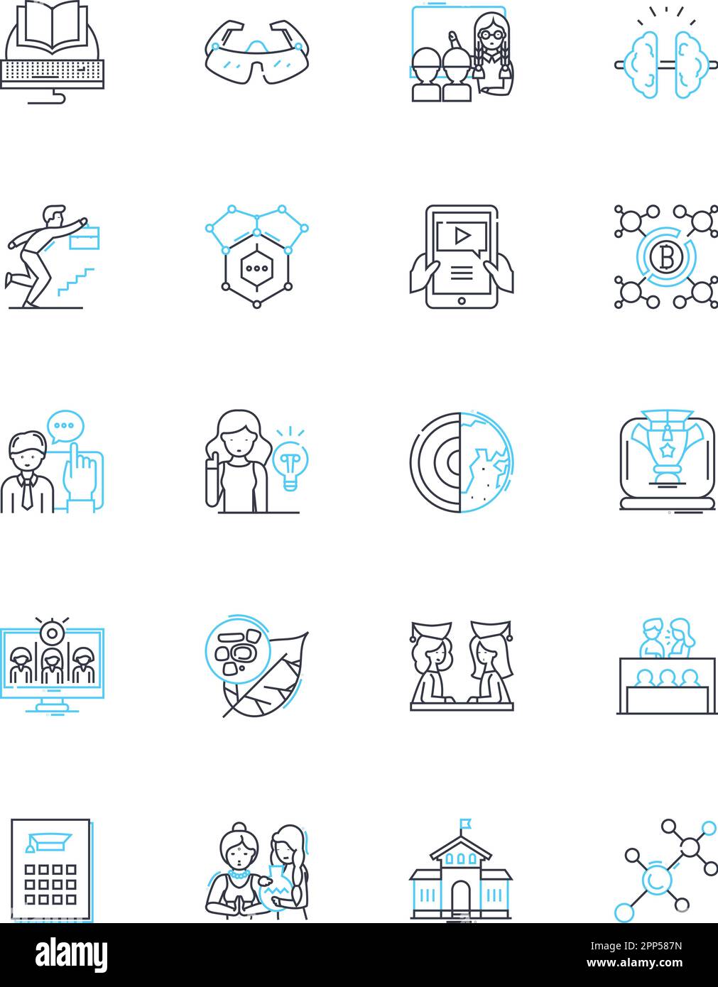 Mobile work linear icons set. Flexibility, Remote, Efficiency, Agility ...