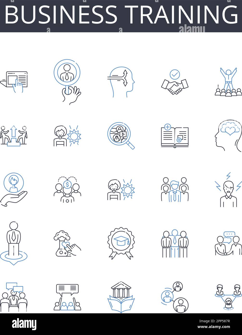 Business training line icons collection. Management coaching, Career ...