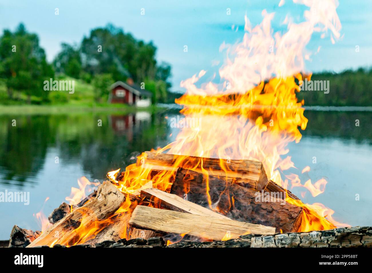 Traditional midsummer bonfire in Finland Stock Photo - Alamy