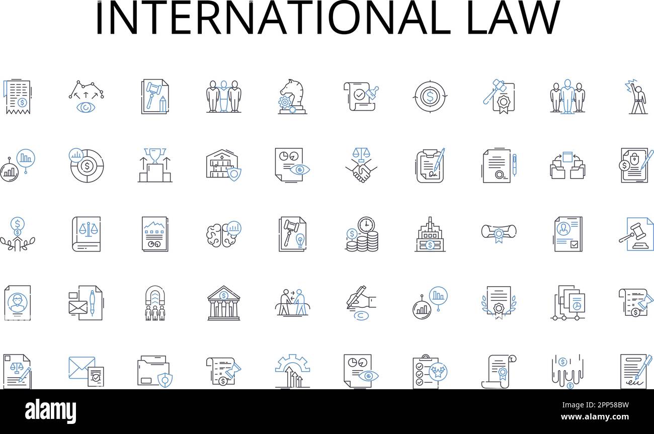 International law line icons collection. Assistance, Helpdesk ...