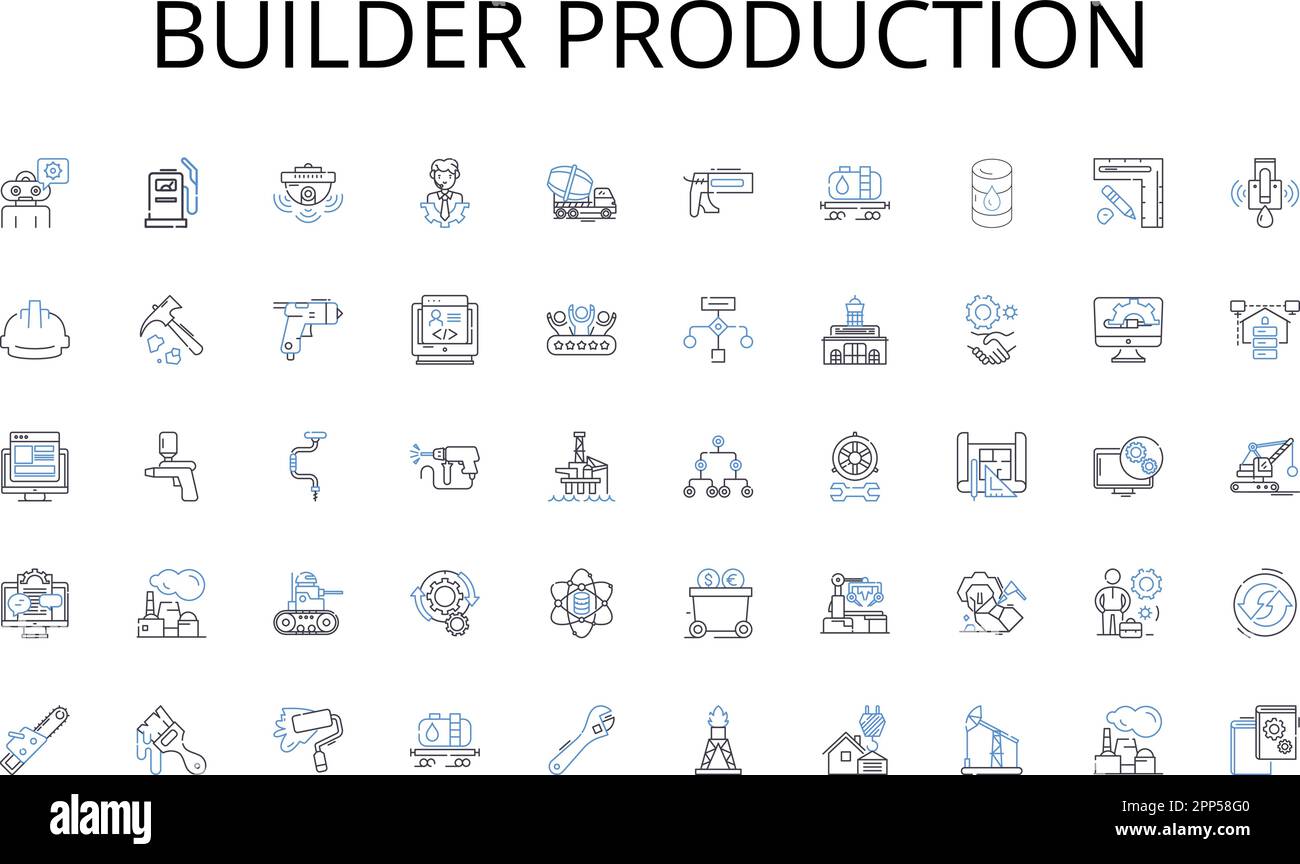 Builder production line icons collection. Dishes, Plates, Bowls, Cups ...