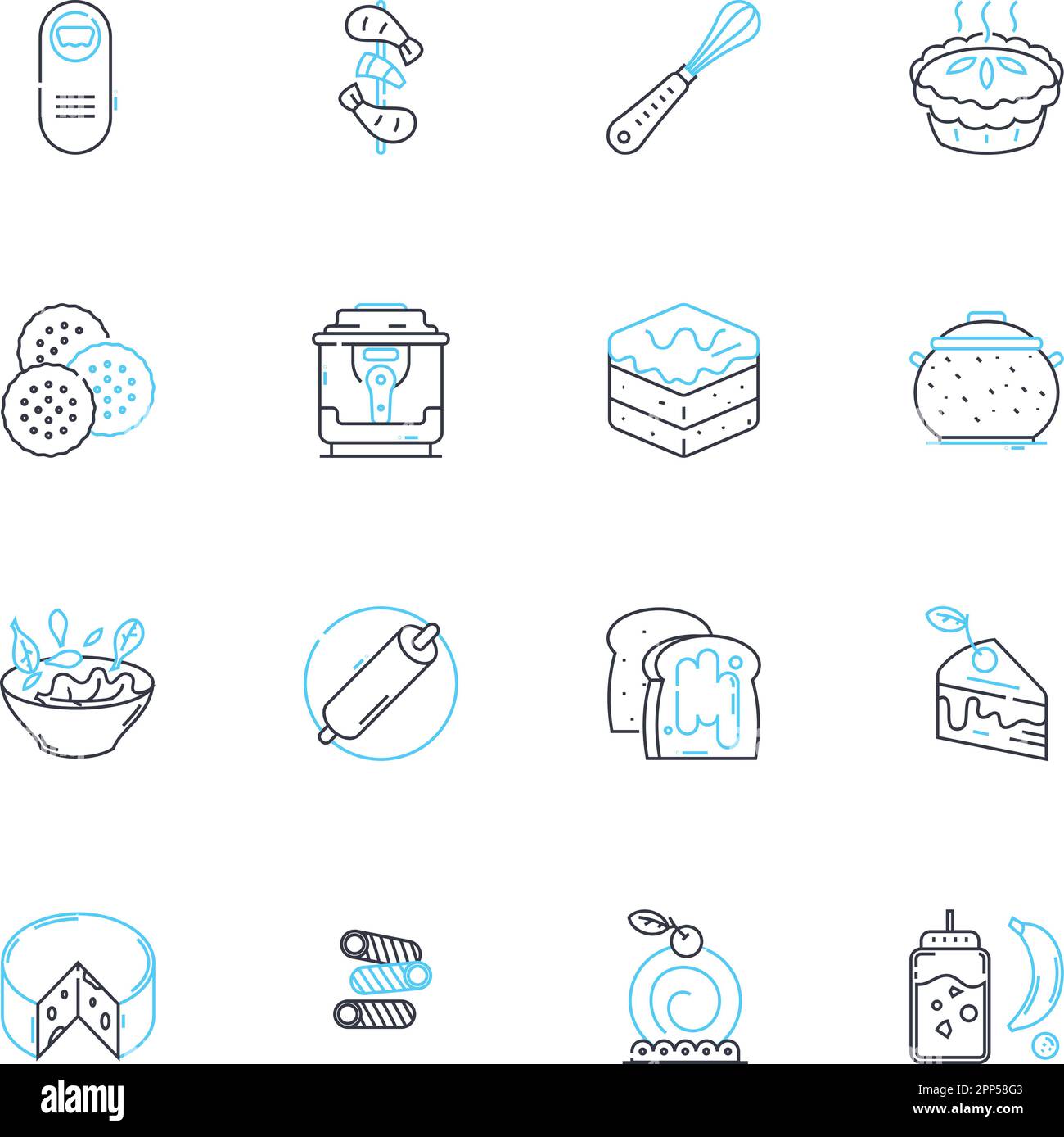 Cafeteria linear icons set. Food, Canteen, Eatery, Restaurant ...