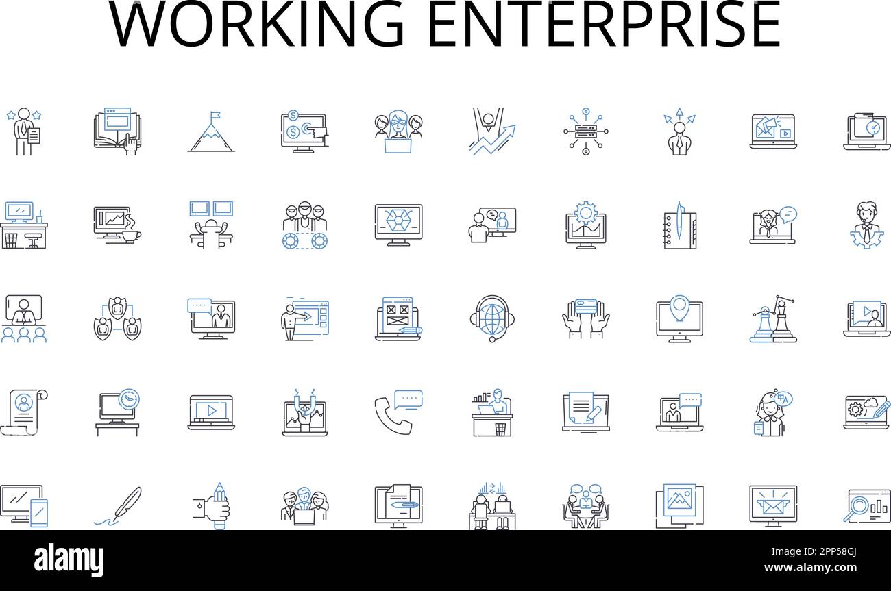 Working enterprise line icons collection. Design, Content, Navigation ... Working enterprise line icons collection. Design, Content, Navigation ...