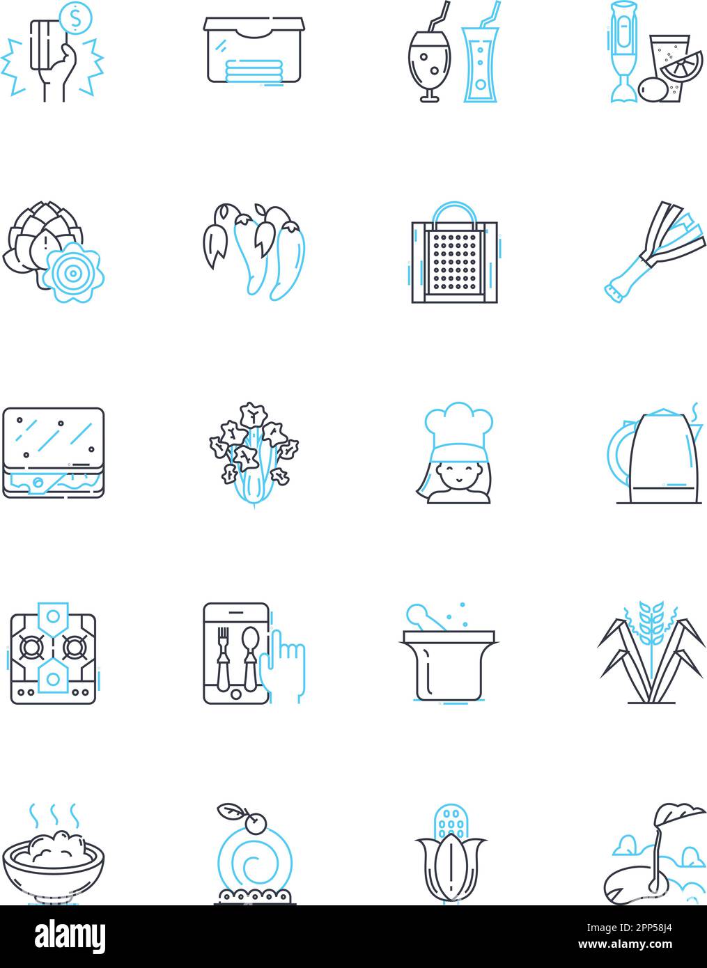 Restaurant industry linear icons set. Cuisine, Menu, Service, Hospitality, Dining, Ambiance ...