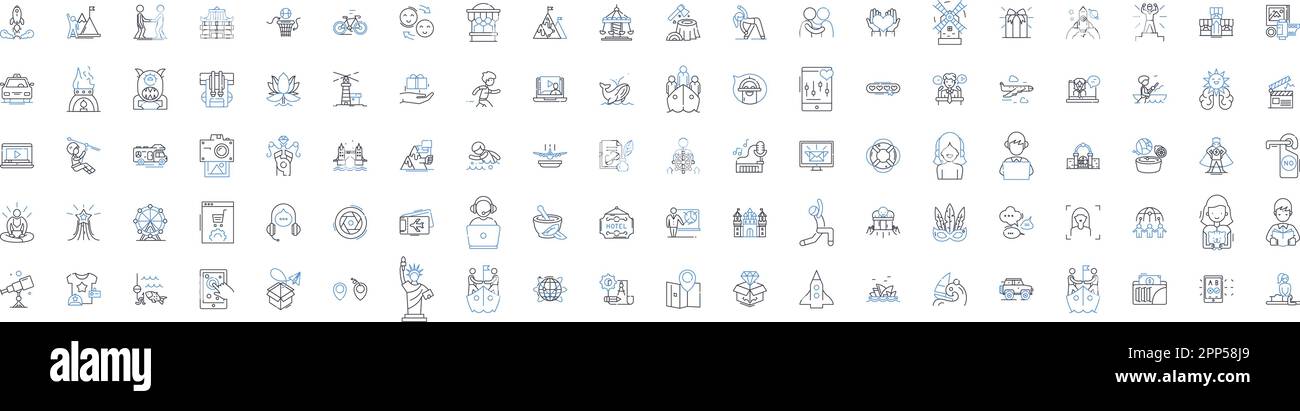 Tour operator line icons collection. Adventure, Excursion, Safari ...