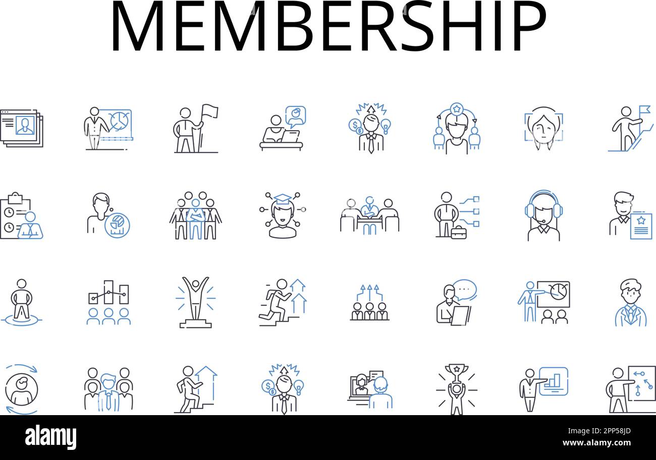 Membership line icons collection. Clubhouse, Fellowship, Alliance ...