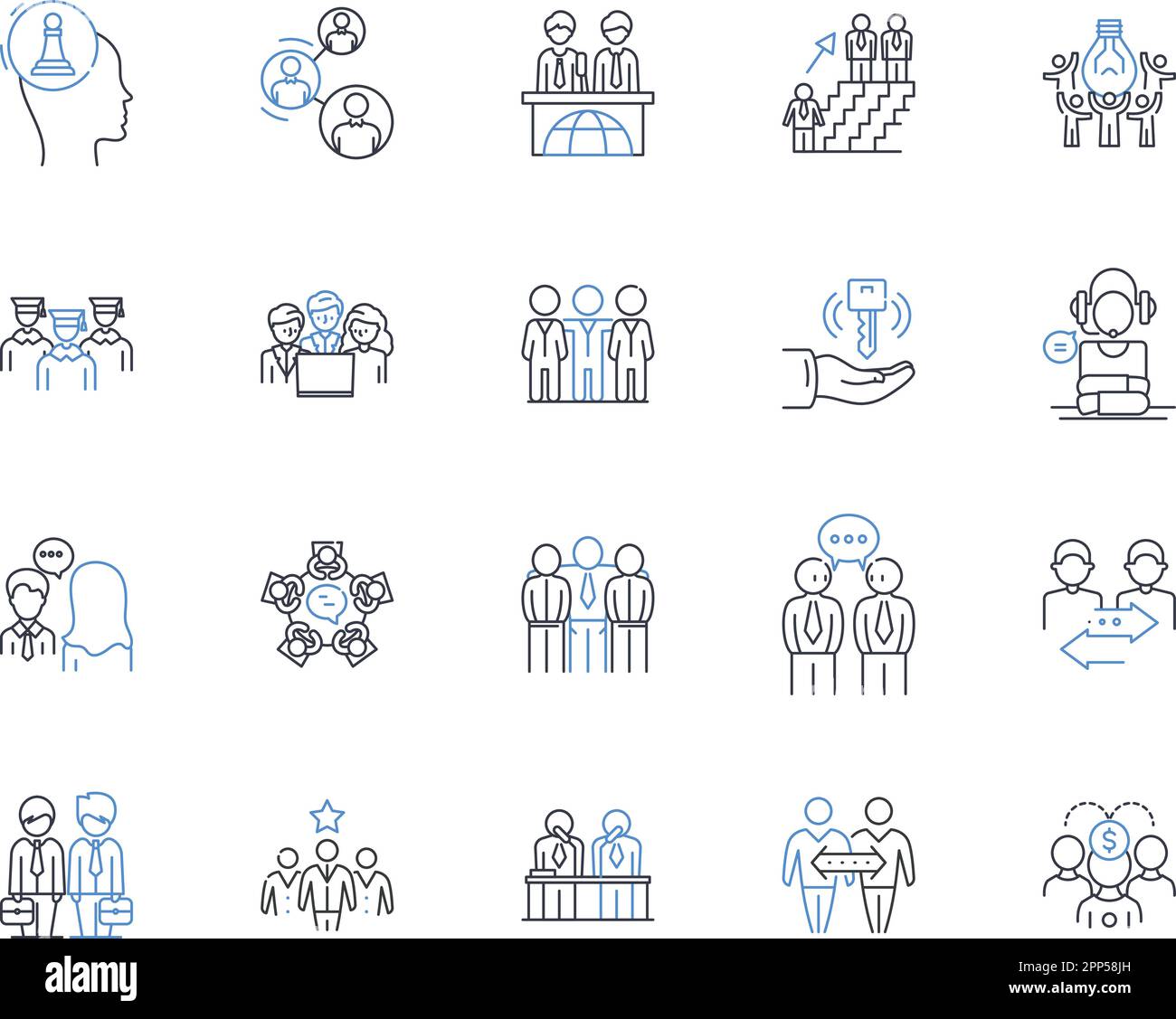 Group participation line icons collection. Collaboration, Involvement, Engagement, Interaction ...