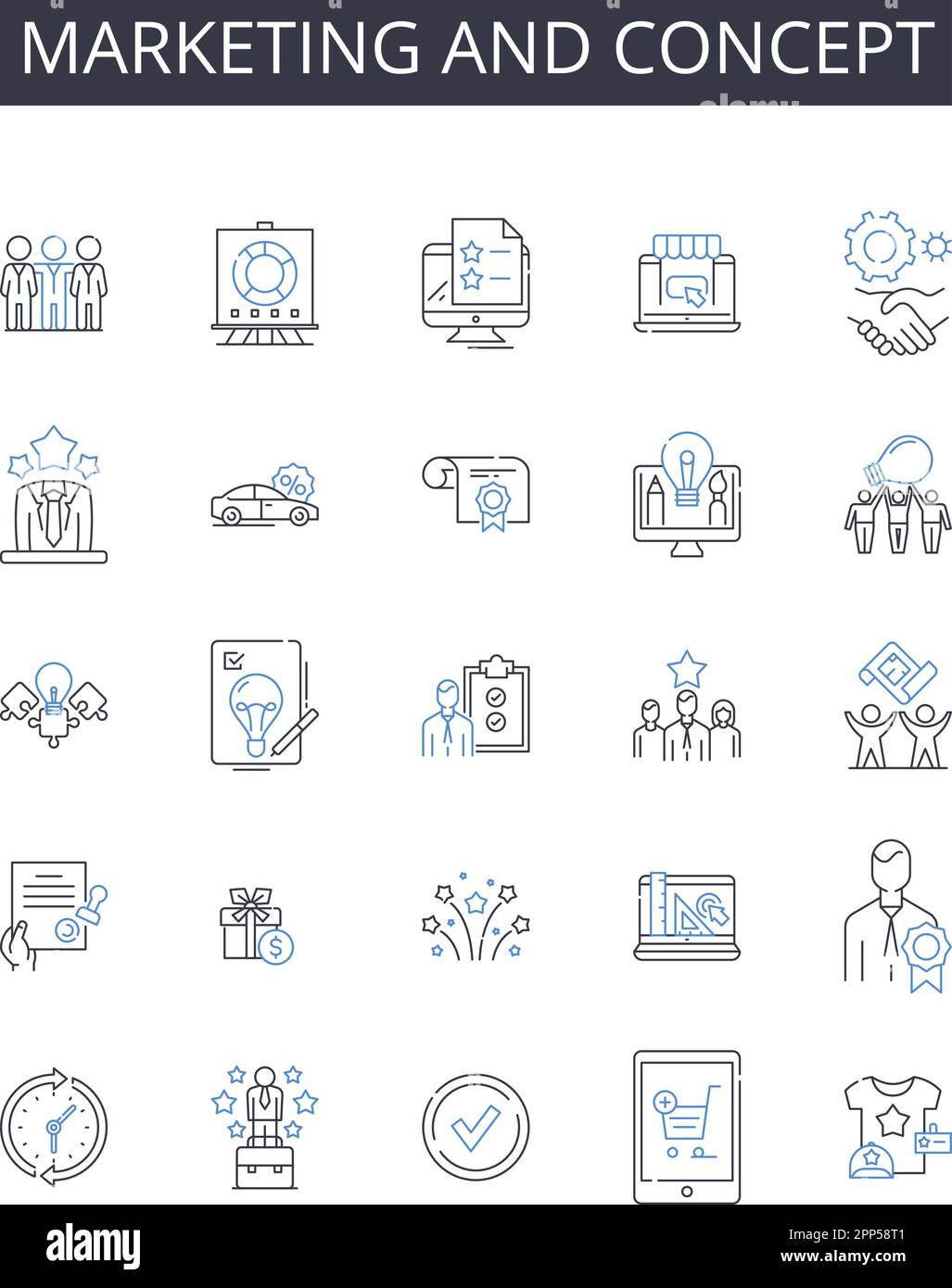 Marketing and concept line icons collection. Salesmanship and approach ... Marketing and concept line icons collection. Salesmanship and approach ...