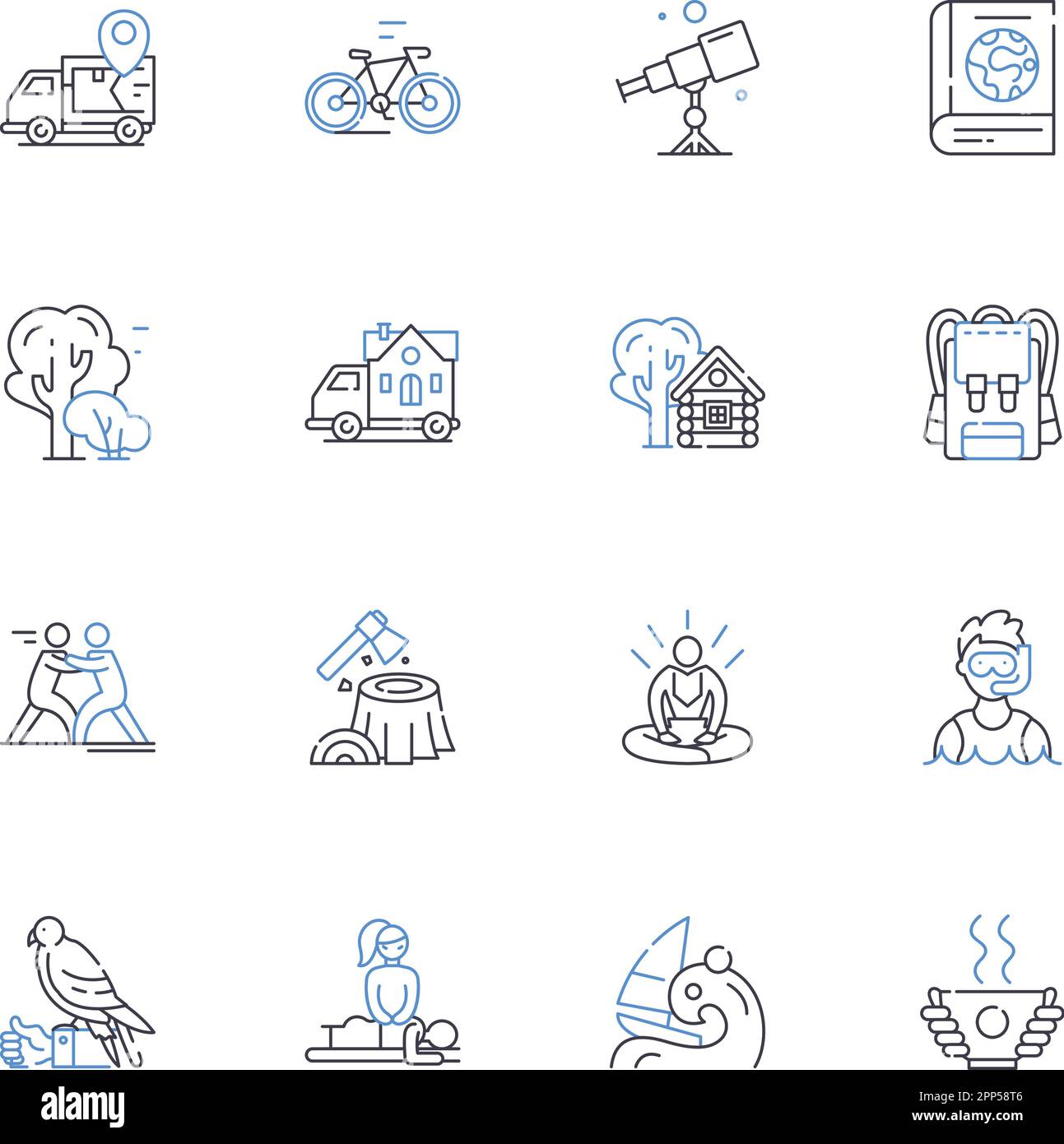 Delightful hobbies line icons collection. Gardening, Painting, Jewelry ...