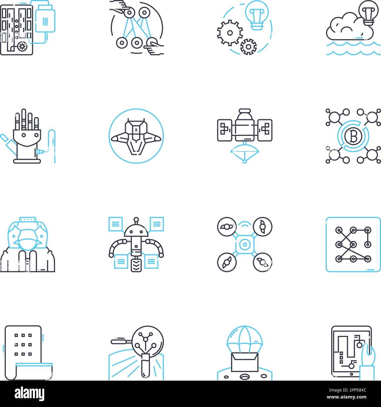 Expanse linear icons set. Space, Sci-fi, Belter, Rocinante ...