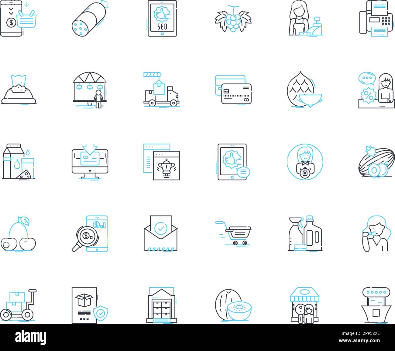 Epicurean Art linear icons set. Gourmet, Luxurious, Sublime, Opulent ...