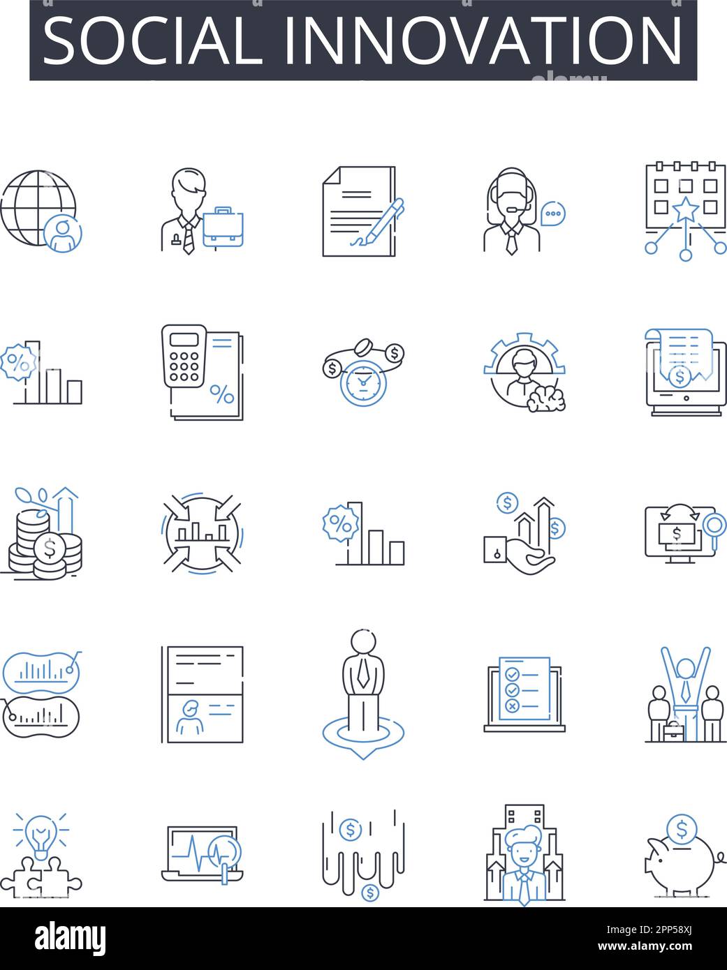 Social innovation line icons collection. Environmental sustainability ... Social innovation line icons collection. Environmental sustainability ...