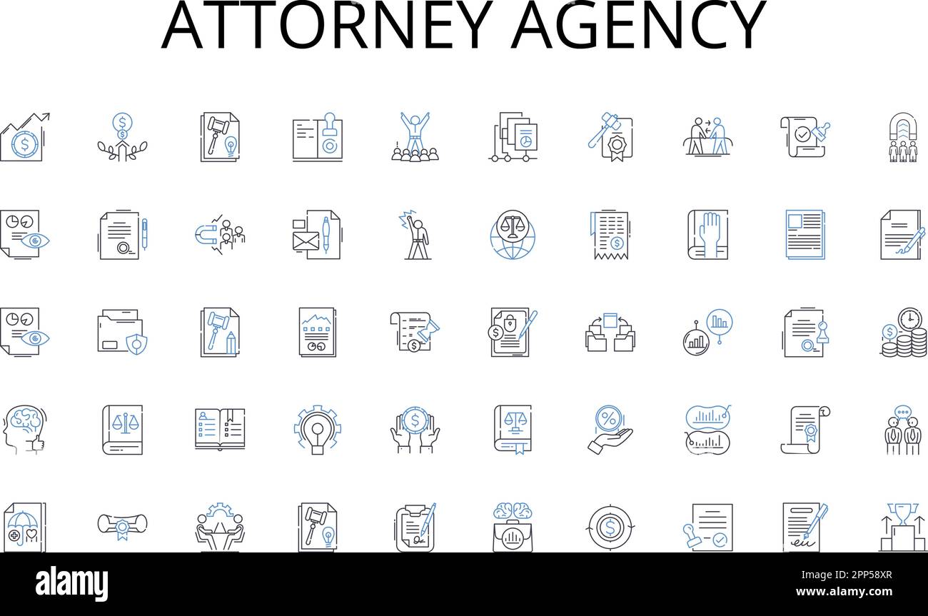 Attorney agency line icons collection. Nerking, Collaboration, Alliance ...
