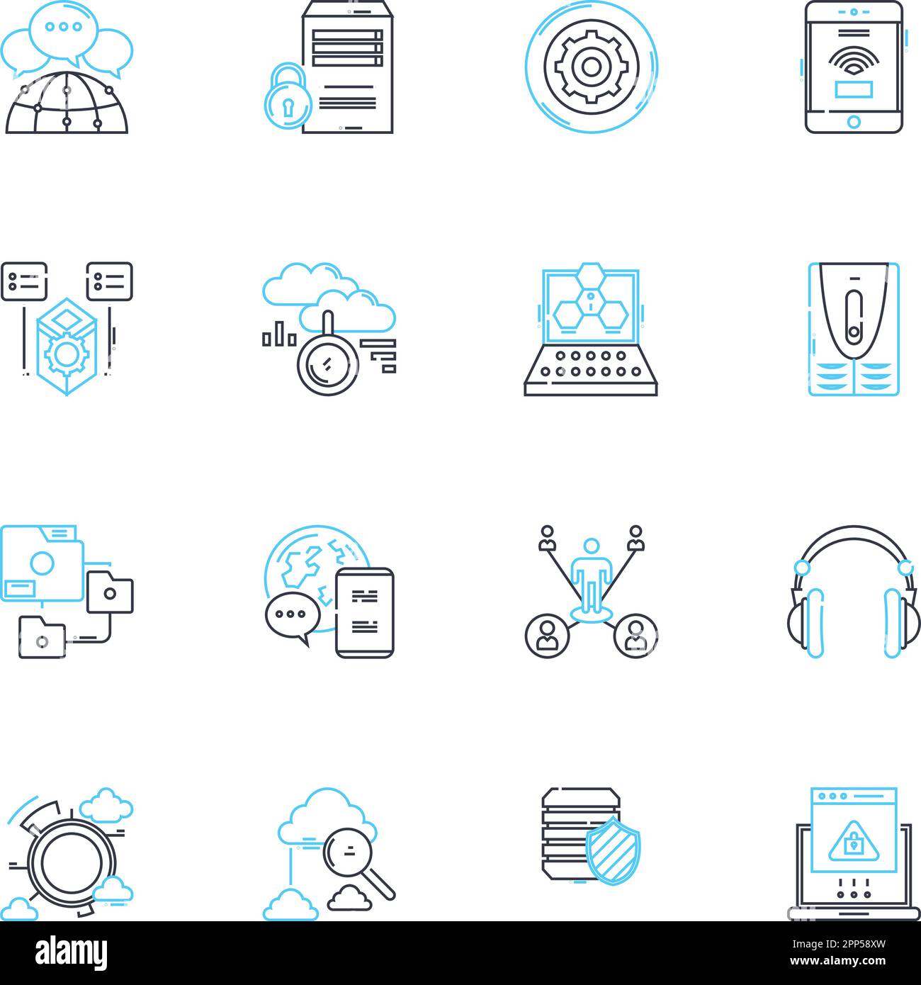Team Partnership Linear Icons Set Collaboration Trust Support Interdependence Coordination