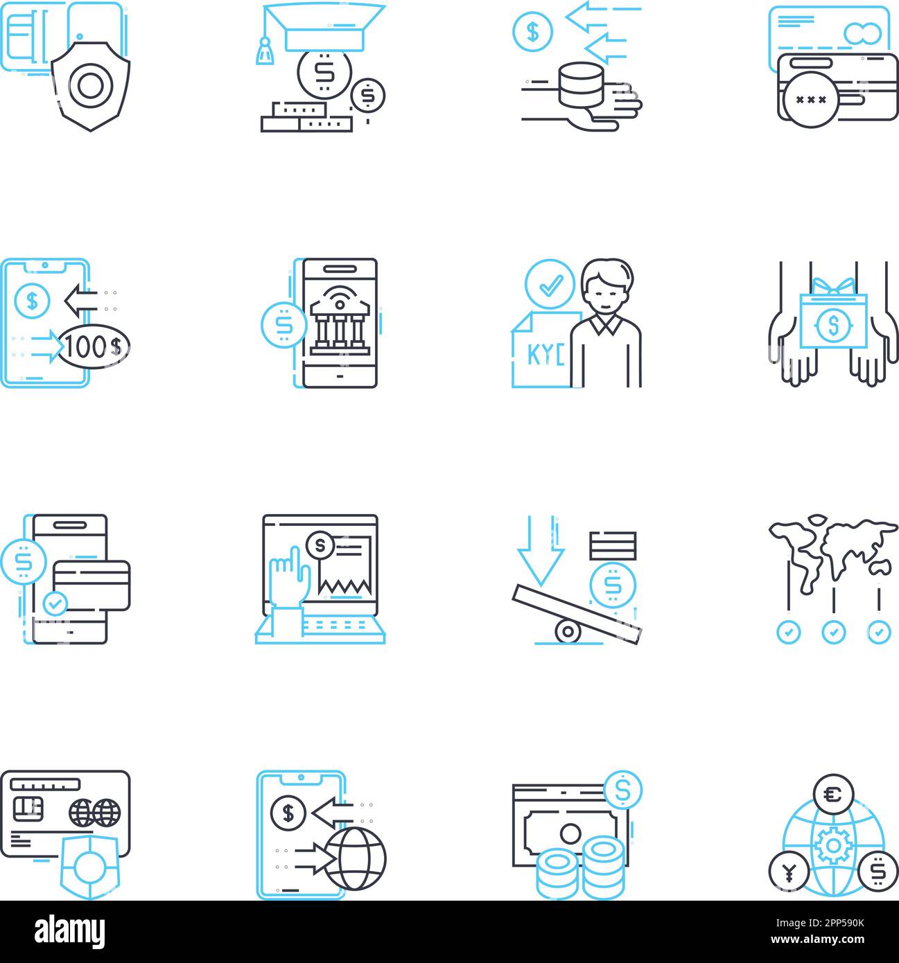 Wealth linear icons set. Prosperity, Affluence, Opulence, Riches ...