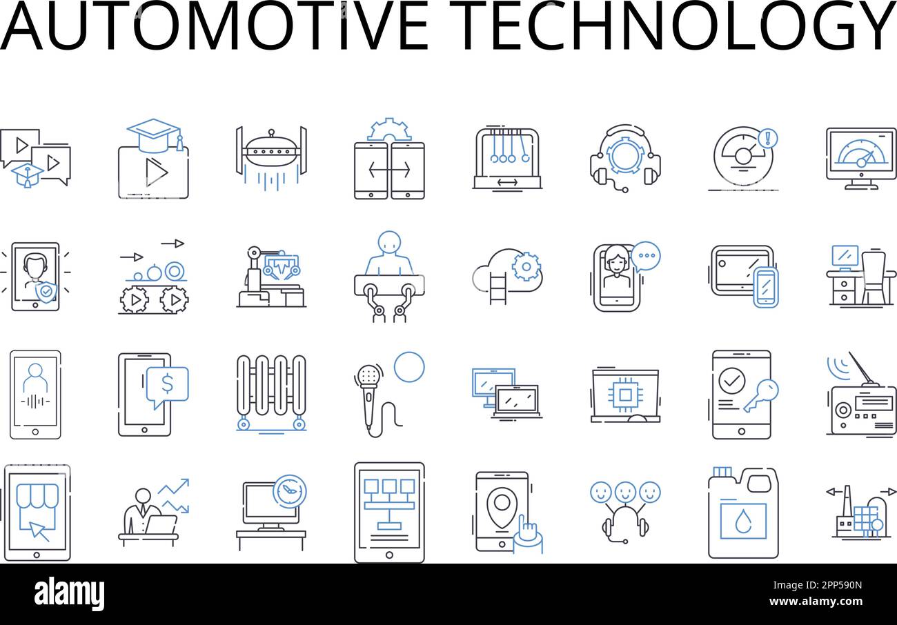 automotive technology line icons collection. Space travel, Information ...