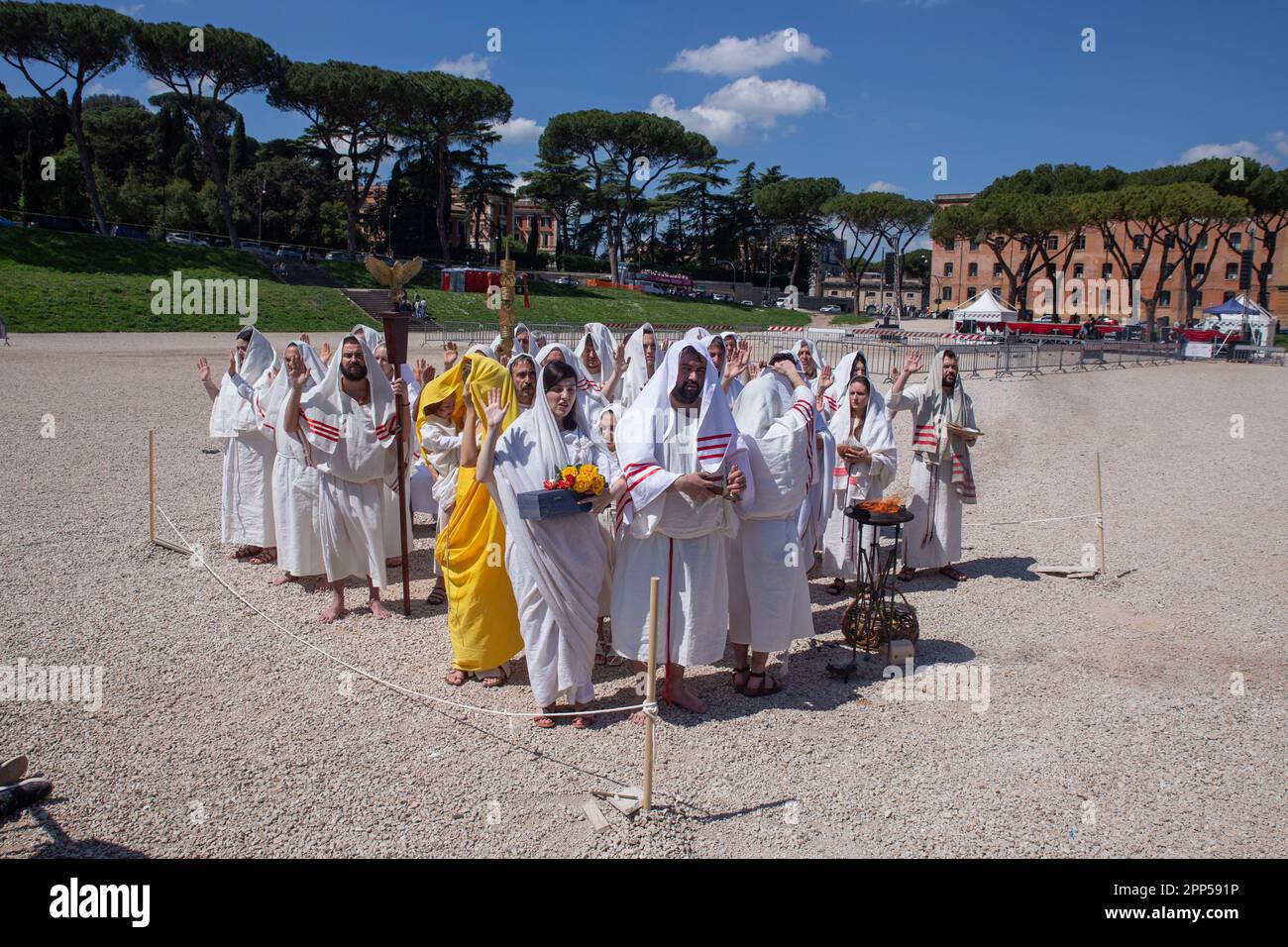 Rome, Italy. 21st Apr, 2023. A moment of a representation of ancient ...