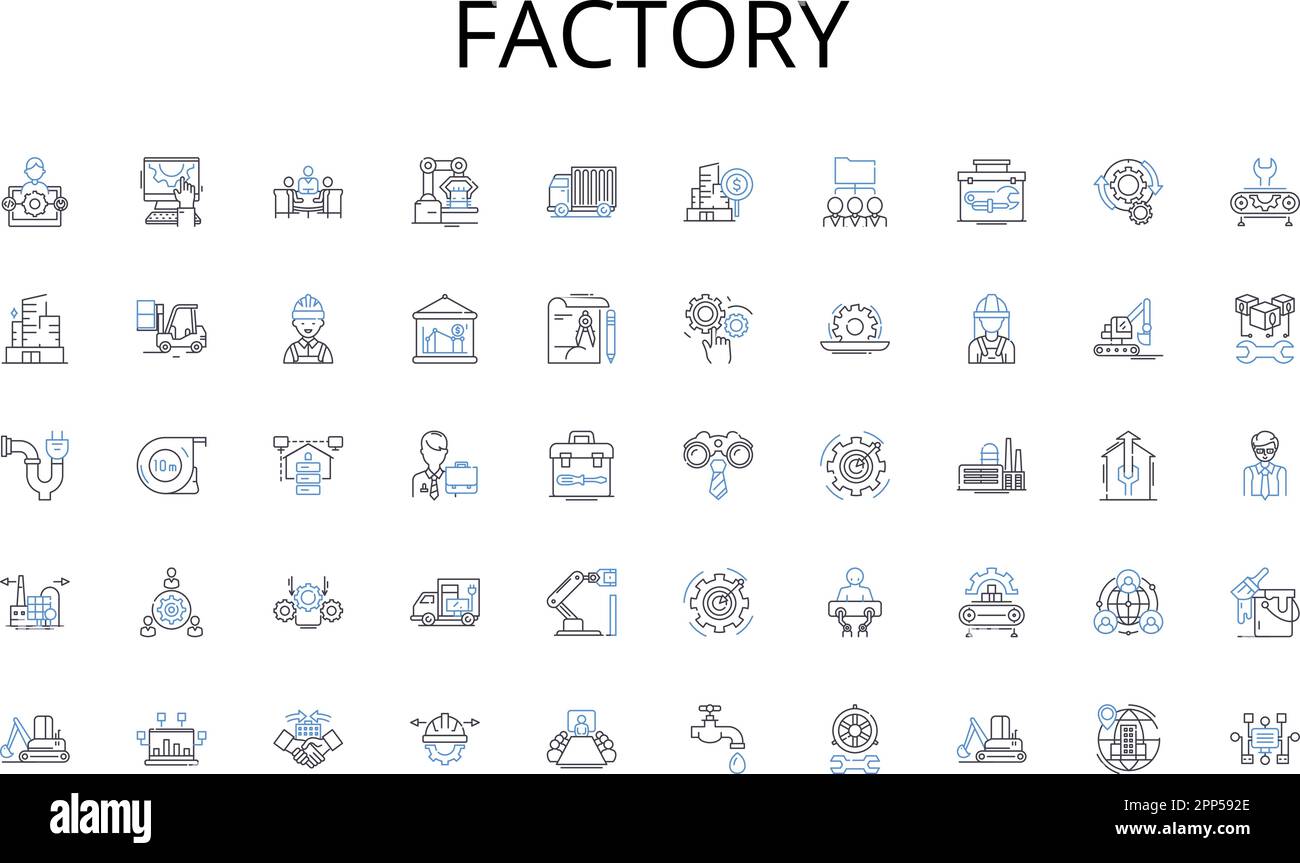 Factory Line Icons Collection Innovation Digitization Automation