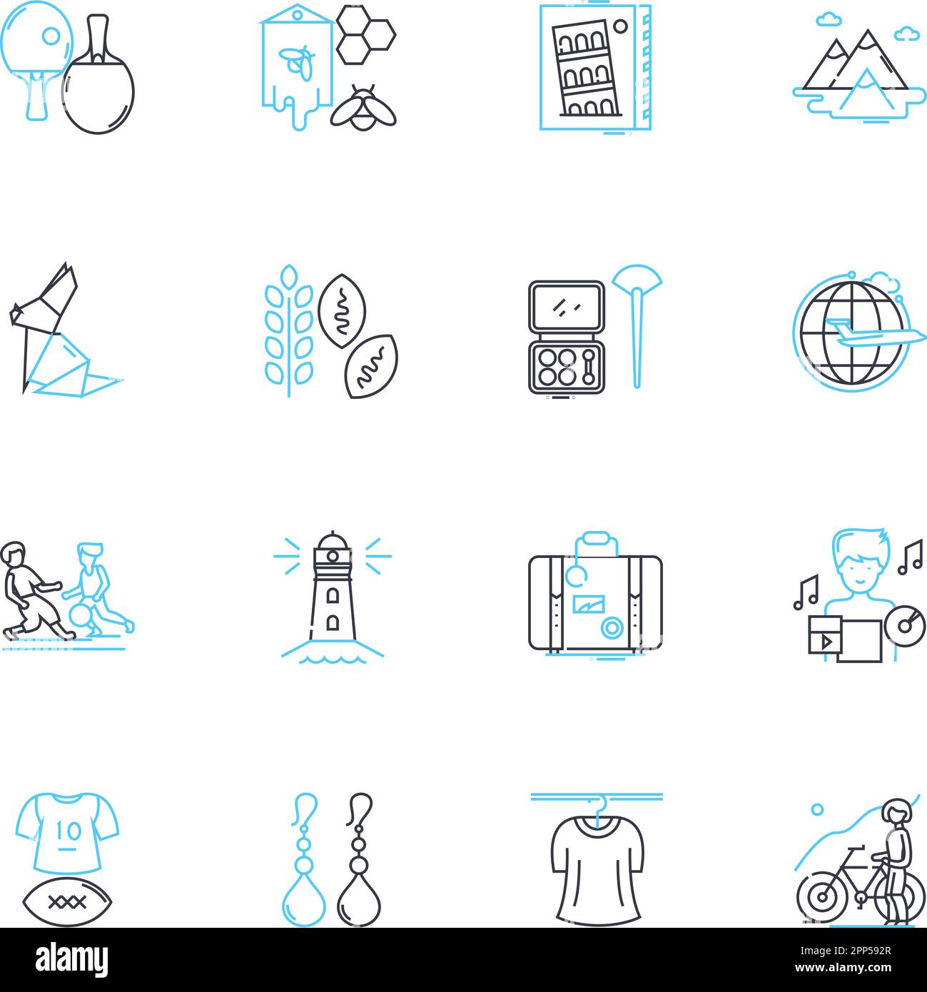 Healthy habits linear icons set. Exercise, Nutrition, Hydration, Sleep ...