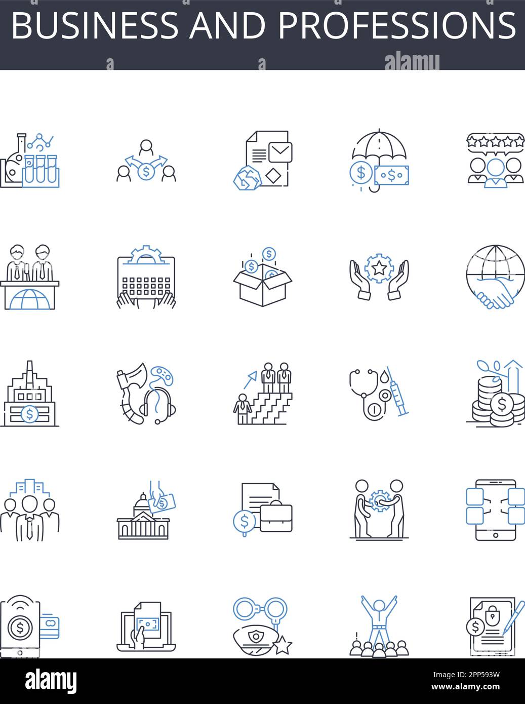 Business and professions line icons collection. Commerce, Enterprise ...