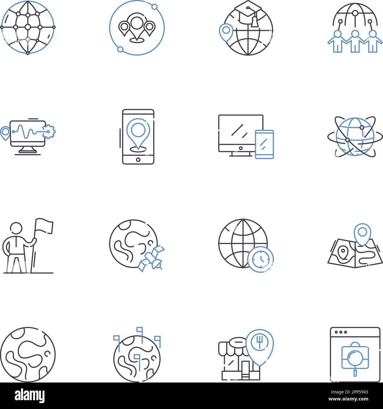 Geotagging Line Icons Collection Location Mapping Coordinate Gps Tagging Navigation