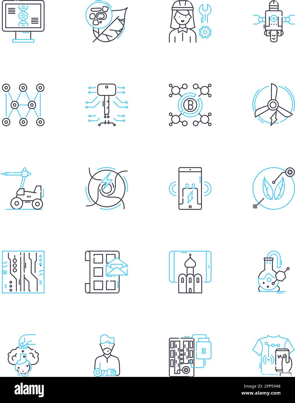 Machine Learning Technology Linear Icons Set Algorithms Predictions Data Automation Neural