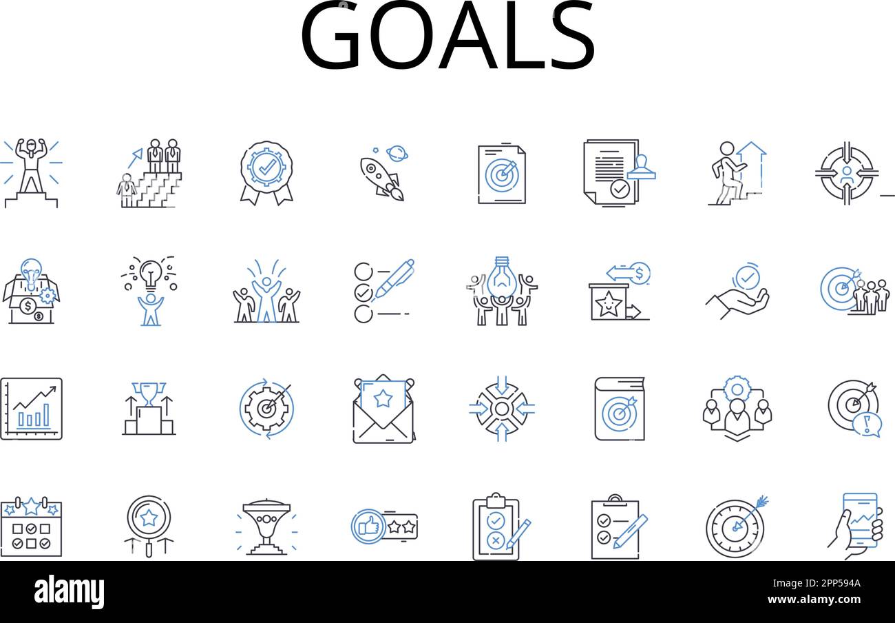 Goals line icons collection. Aspirations, Objectives, Ambitions ...