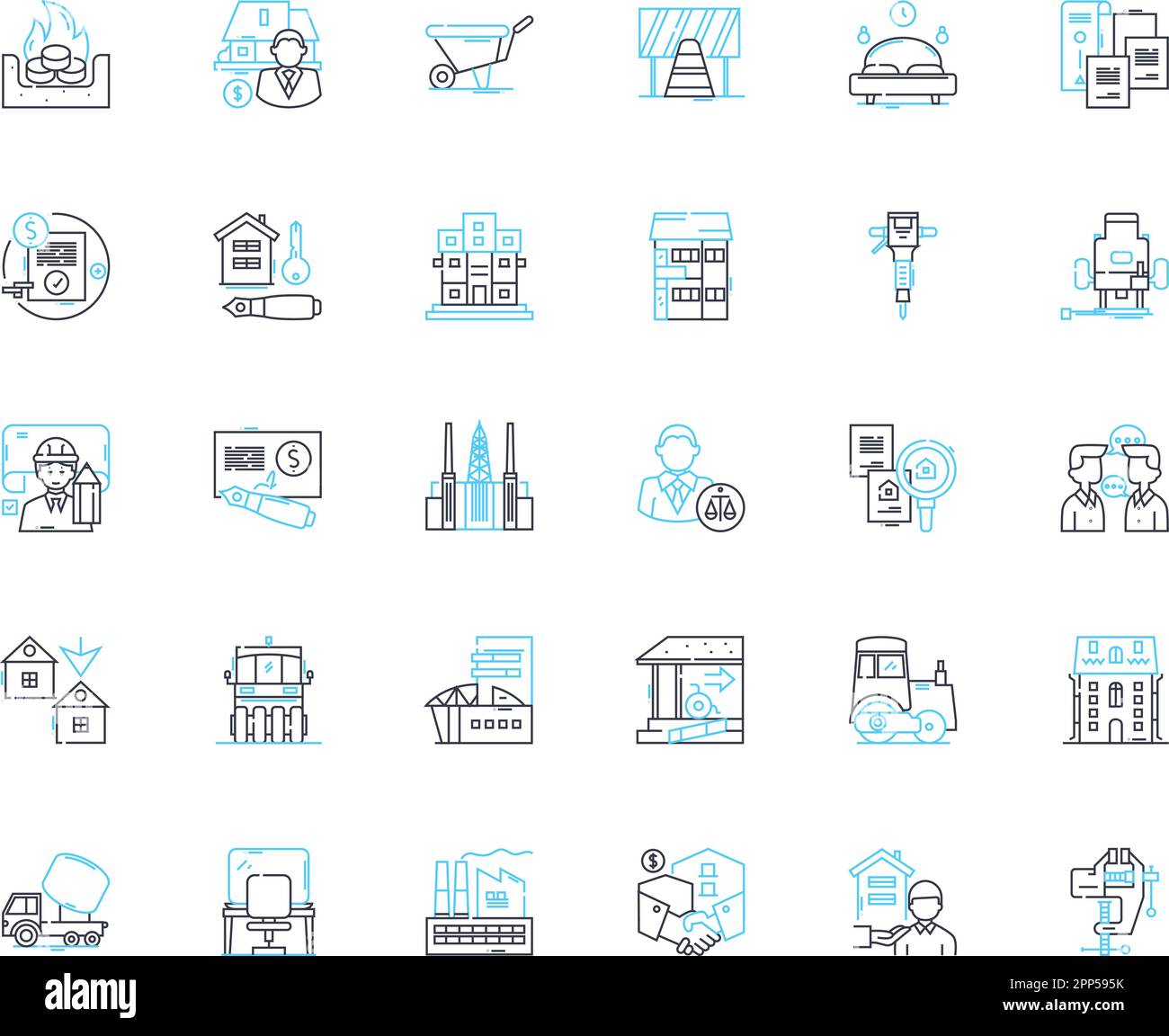 Municipal construction linear icons set. Infrastructure, Development ...