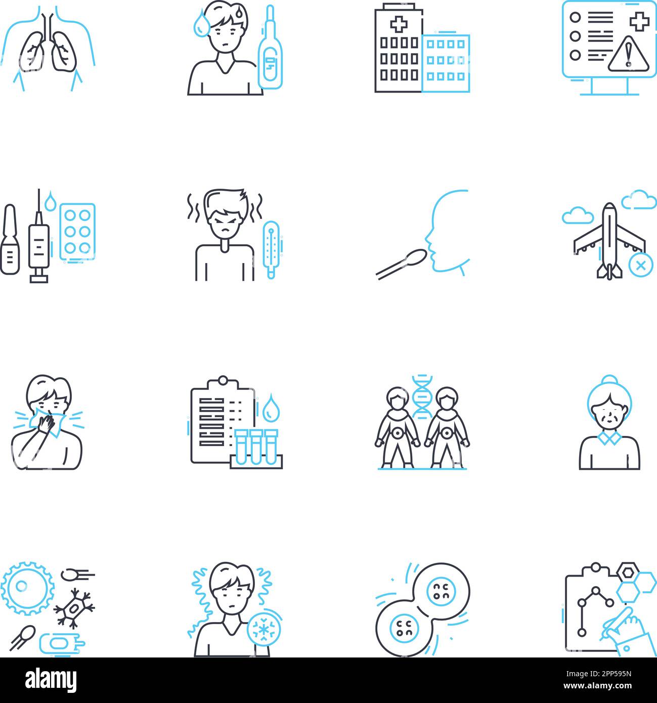 Pathogens linear icons set. Bacteria, Virus, Fungi, Parasites ...