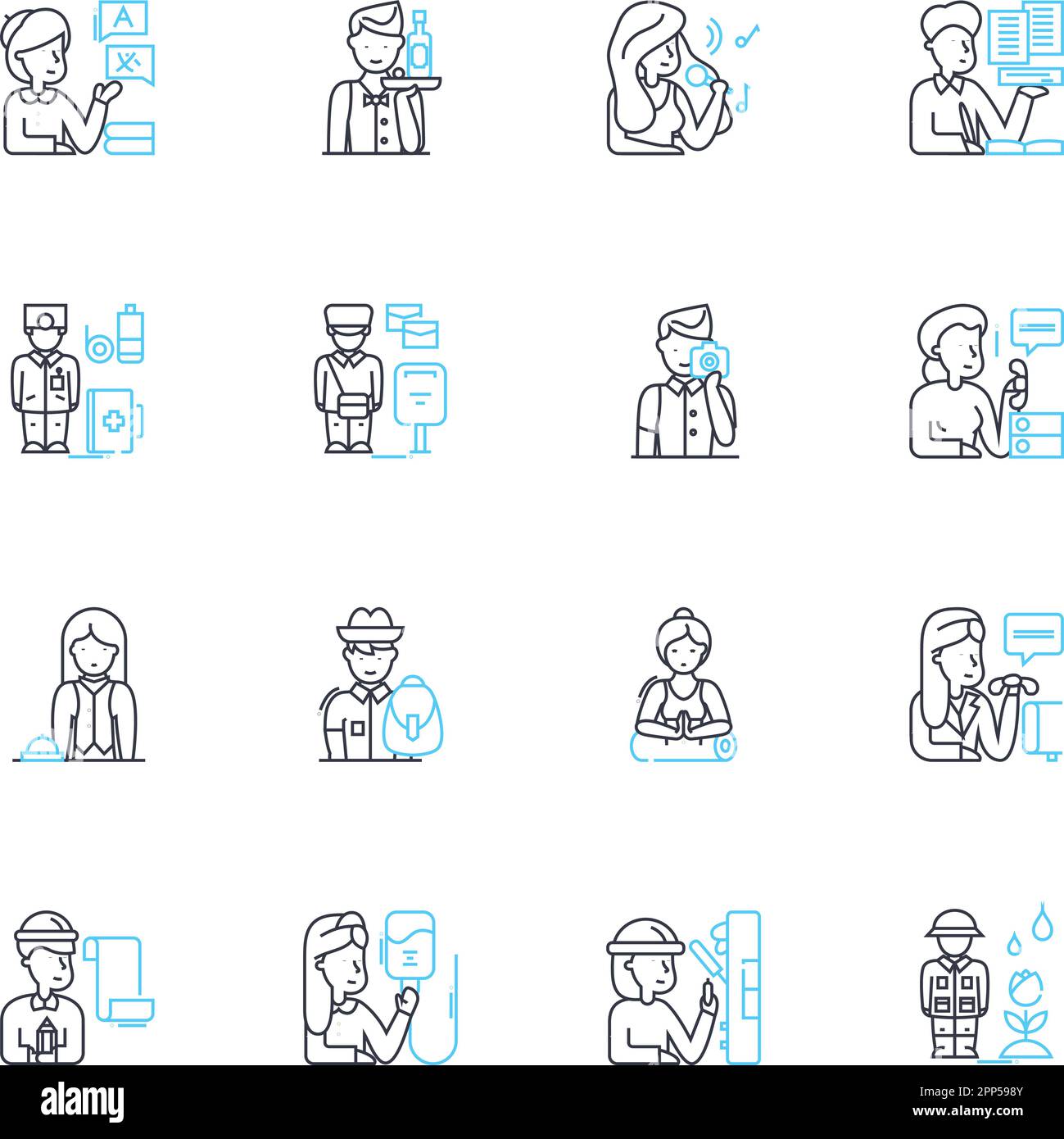 Executive linear icons set. Leadership, Management, Strategy, Decision ...