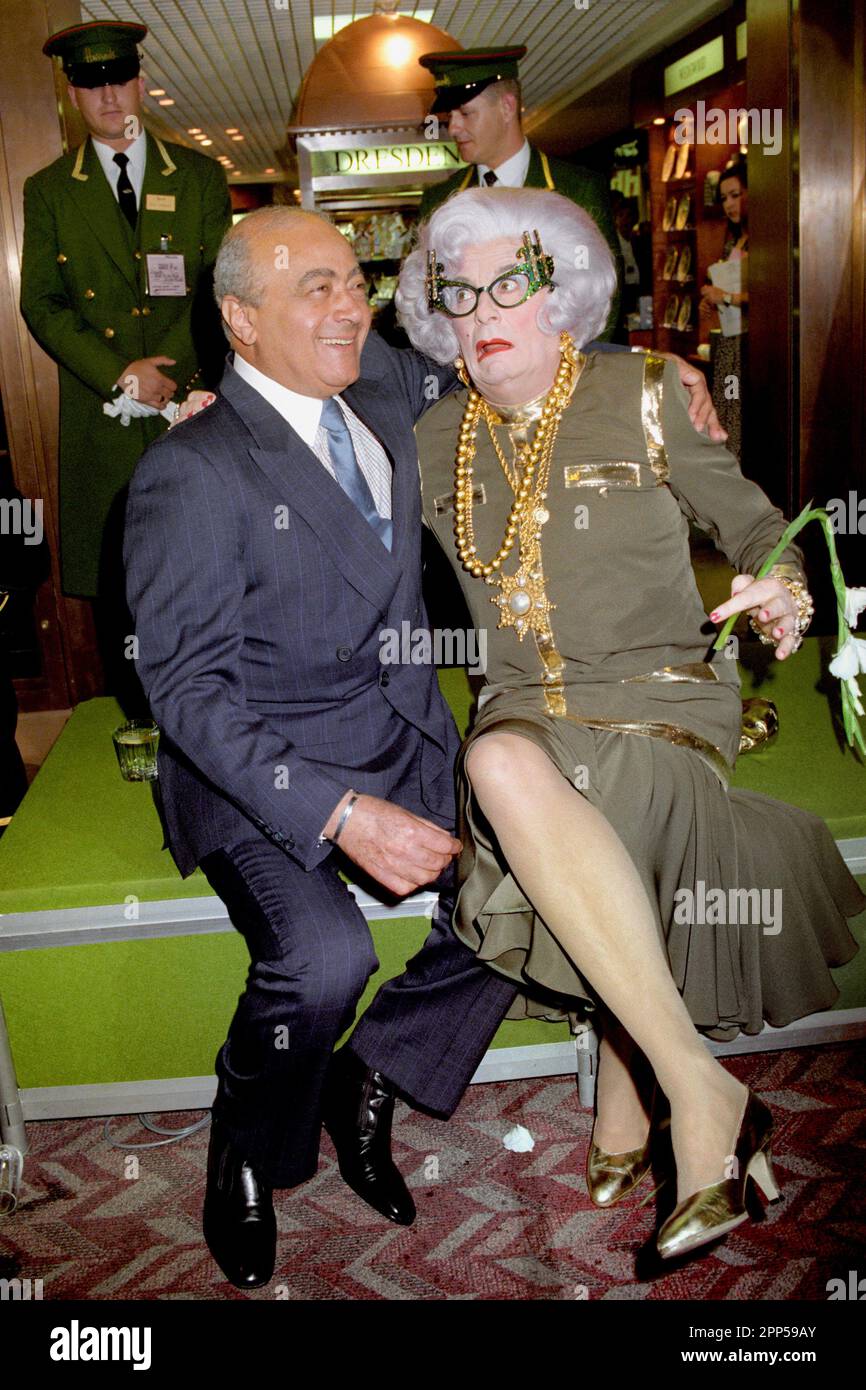 File photo dated 25/06/92 of Mohammed Al-Fayed, owner of Harrods, with ...
