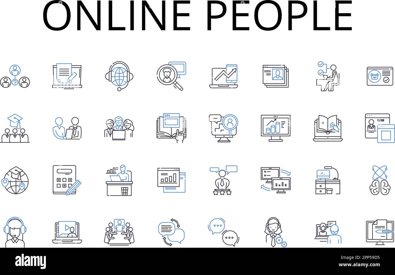 Online people line icons collection. Digital citizens, Internet users ...