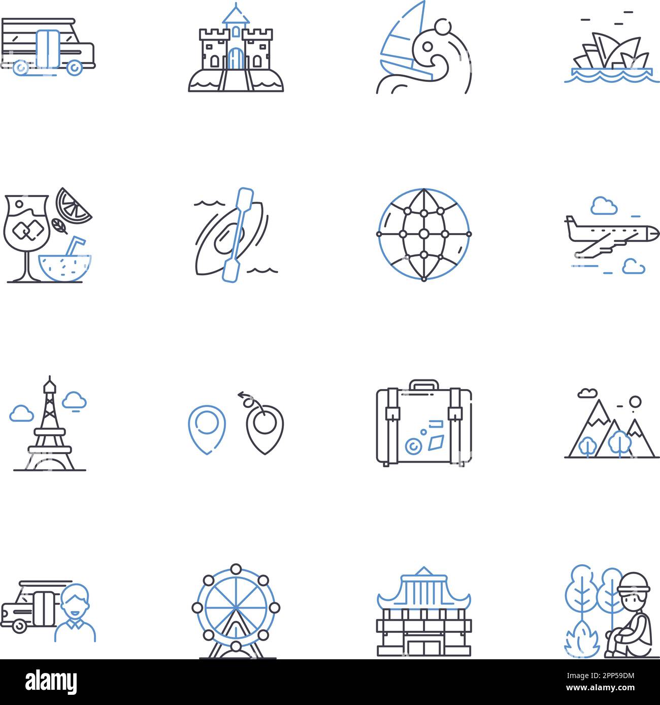 Traveling line icons collection. Adventure, Wanderlust, Exploration ...