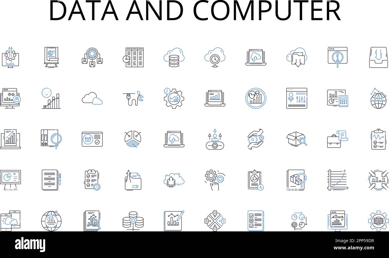 Data and computer line icons collection. Leadership, Strategy ...