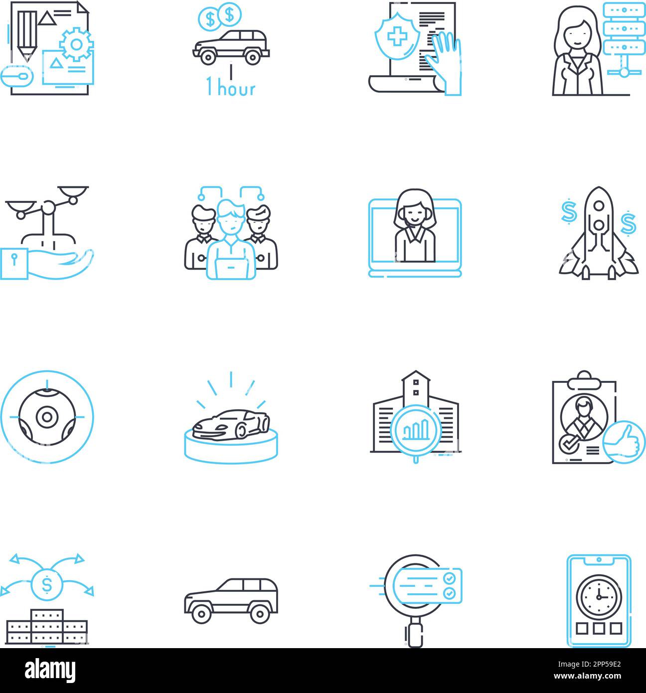 Workforce planning linear icons set. Strategy, Forecasting, Recruitment ...