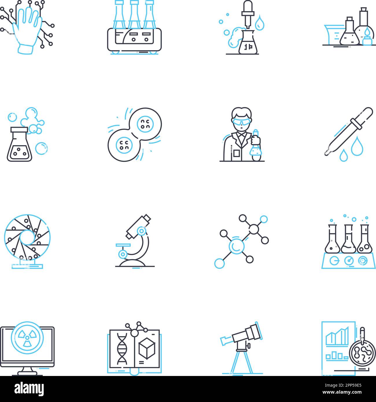 Psychometry linear icons set. Energy, Sensitivity, Vibrations ...