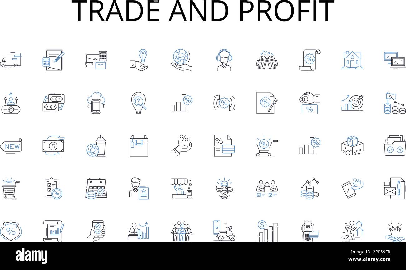 Trade and profit line icons collection. Mobile-friendly, Adaptable ... Trade and profit line icons collection. Mobile-friendly, Adaptable ...