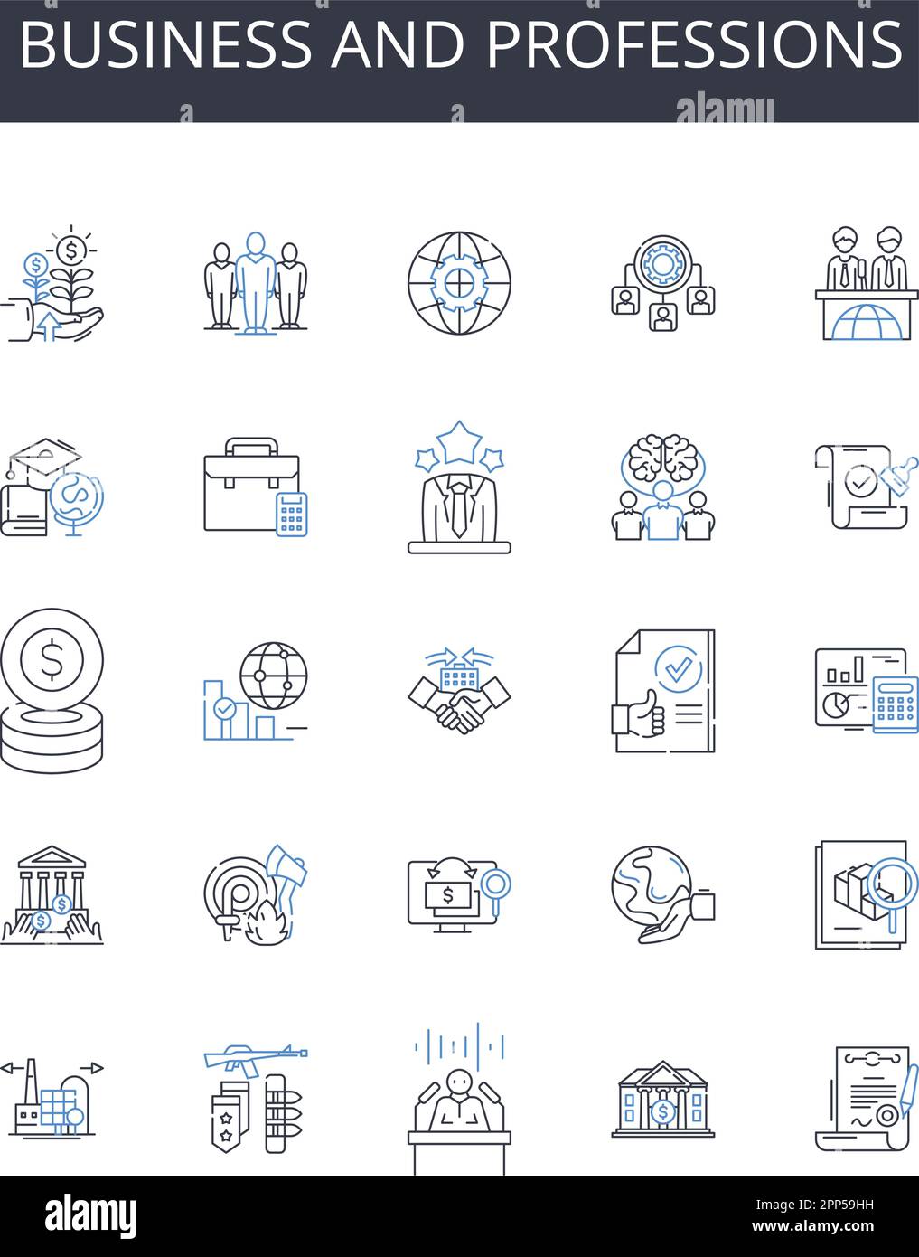 Business and professions line icons collection. Commerce, Enterprise ...