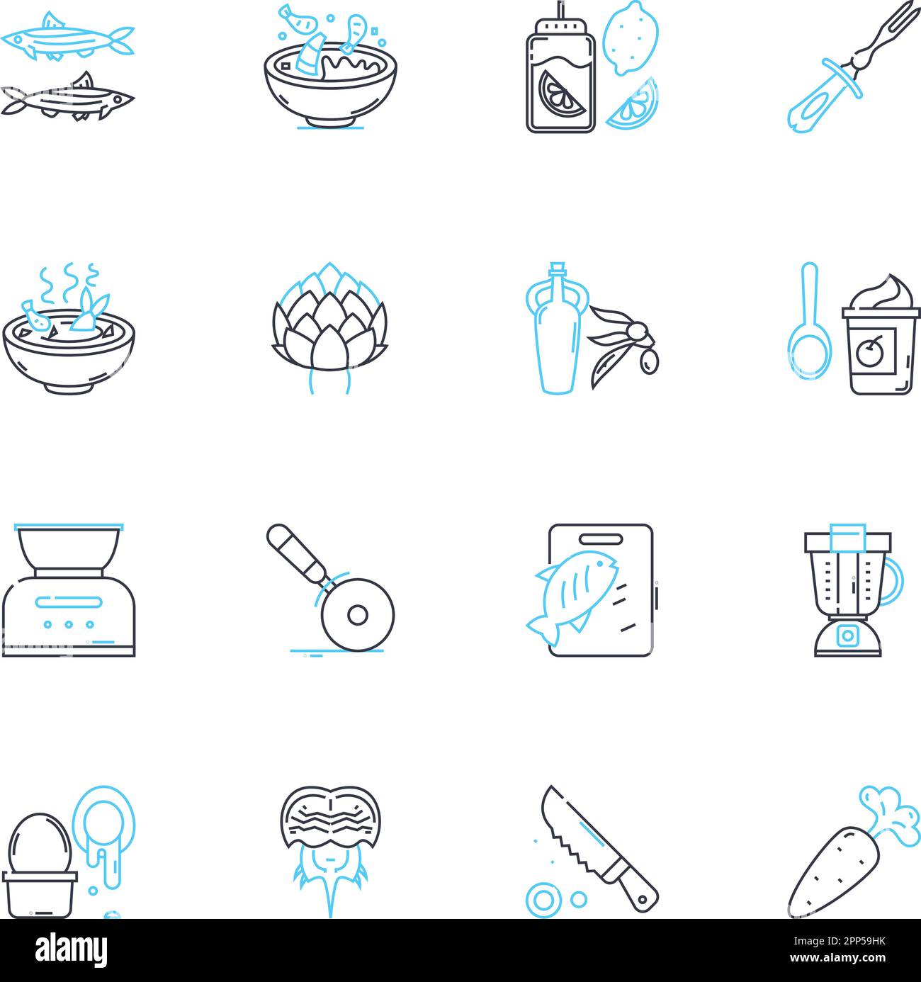 Pizza Parlor linear icons set. Toppings, Dough, Cheese, Delivery ...