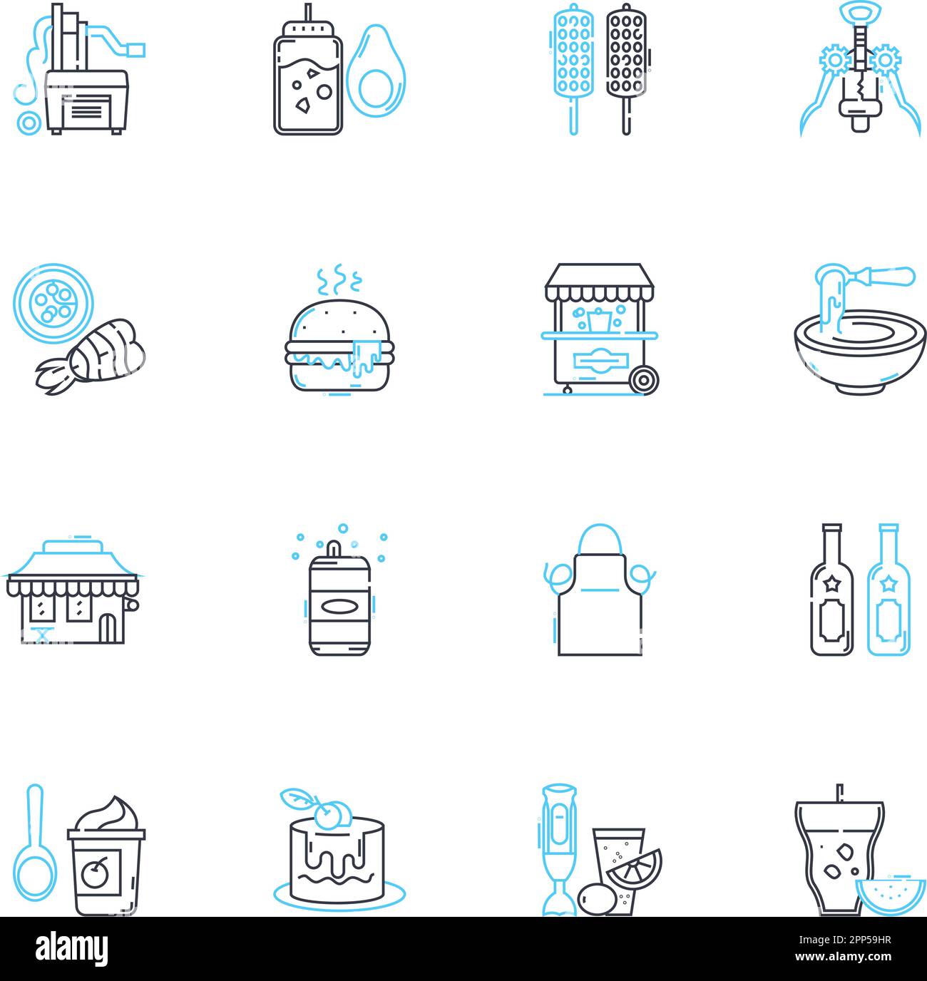 Gastronomic options linear icons set. Cuisine, Delicacies, Gourmet ...