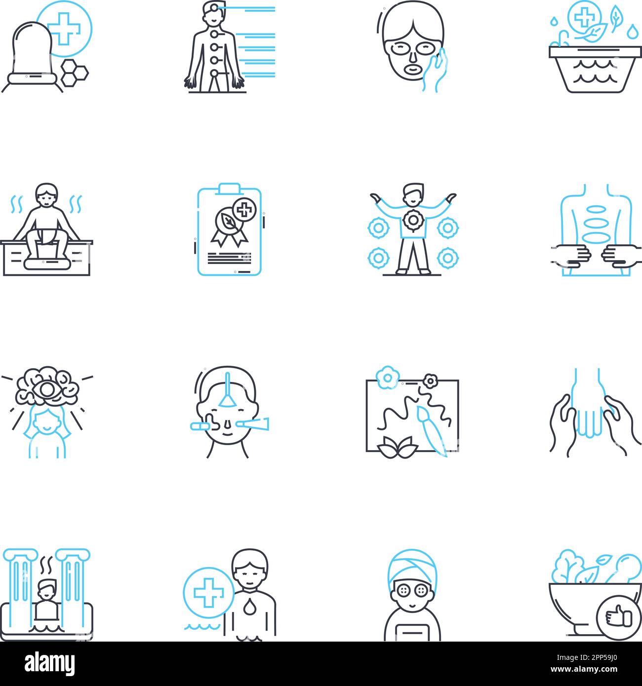 Holistic healing linear icons set. Mindfulness, Reiki, Energy ...