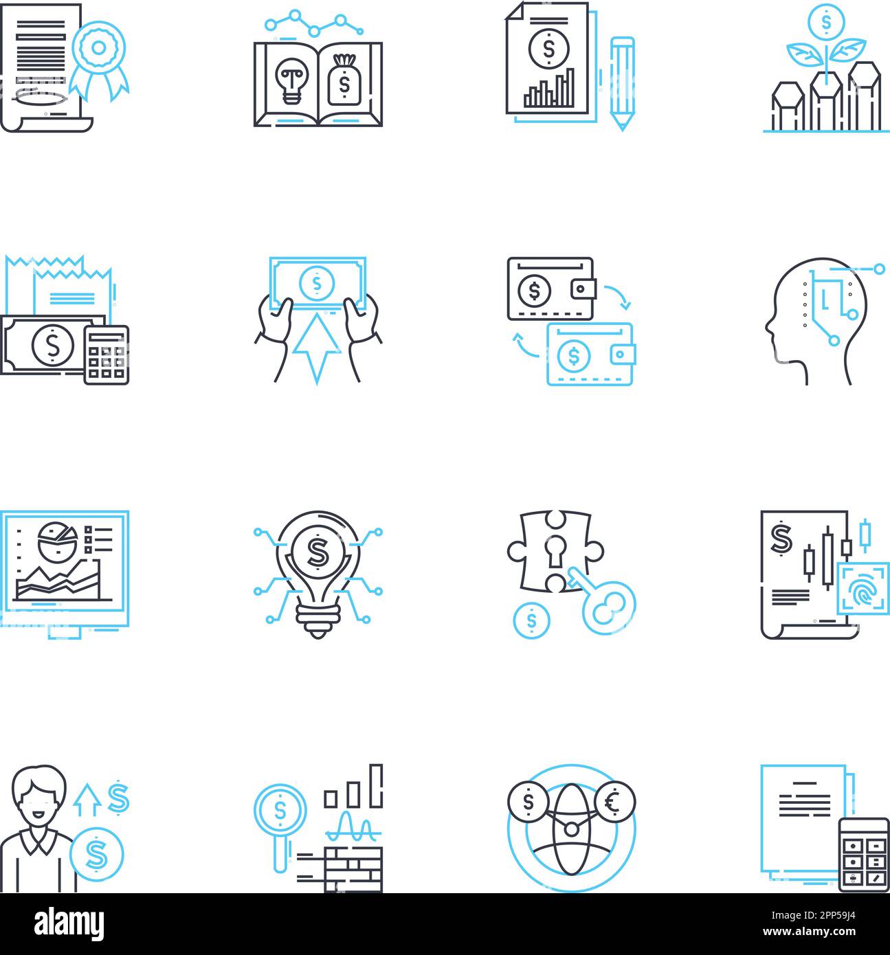investments linear icons set. Stocks, Bonds, Mutual funds, Index funds ...