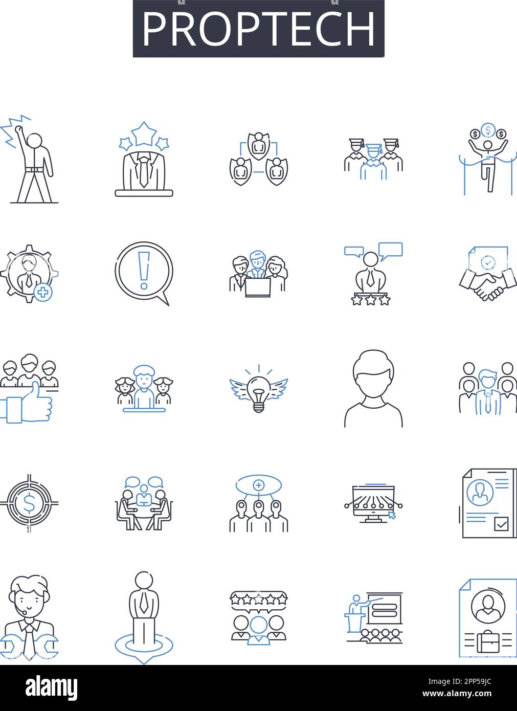 Proptech line icons collection. Property technology, Real estate tech ...