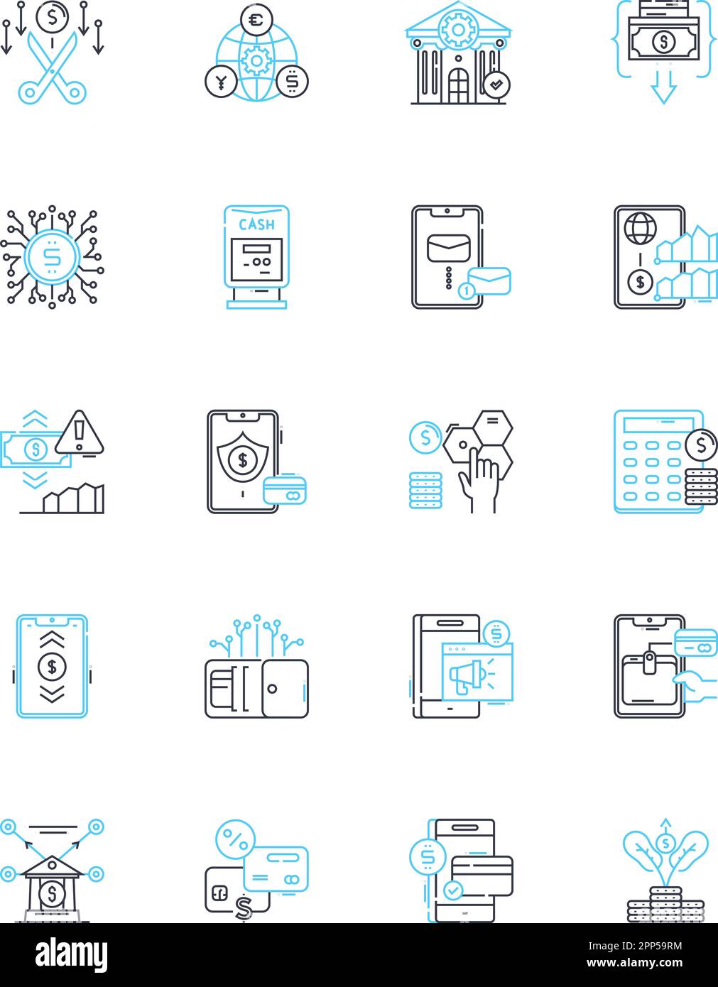 Asset Allocation Linear Icons Set Diversity Risk Allocation