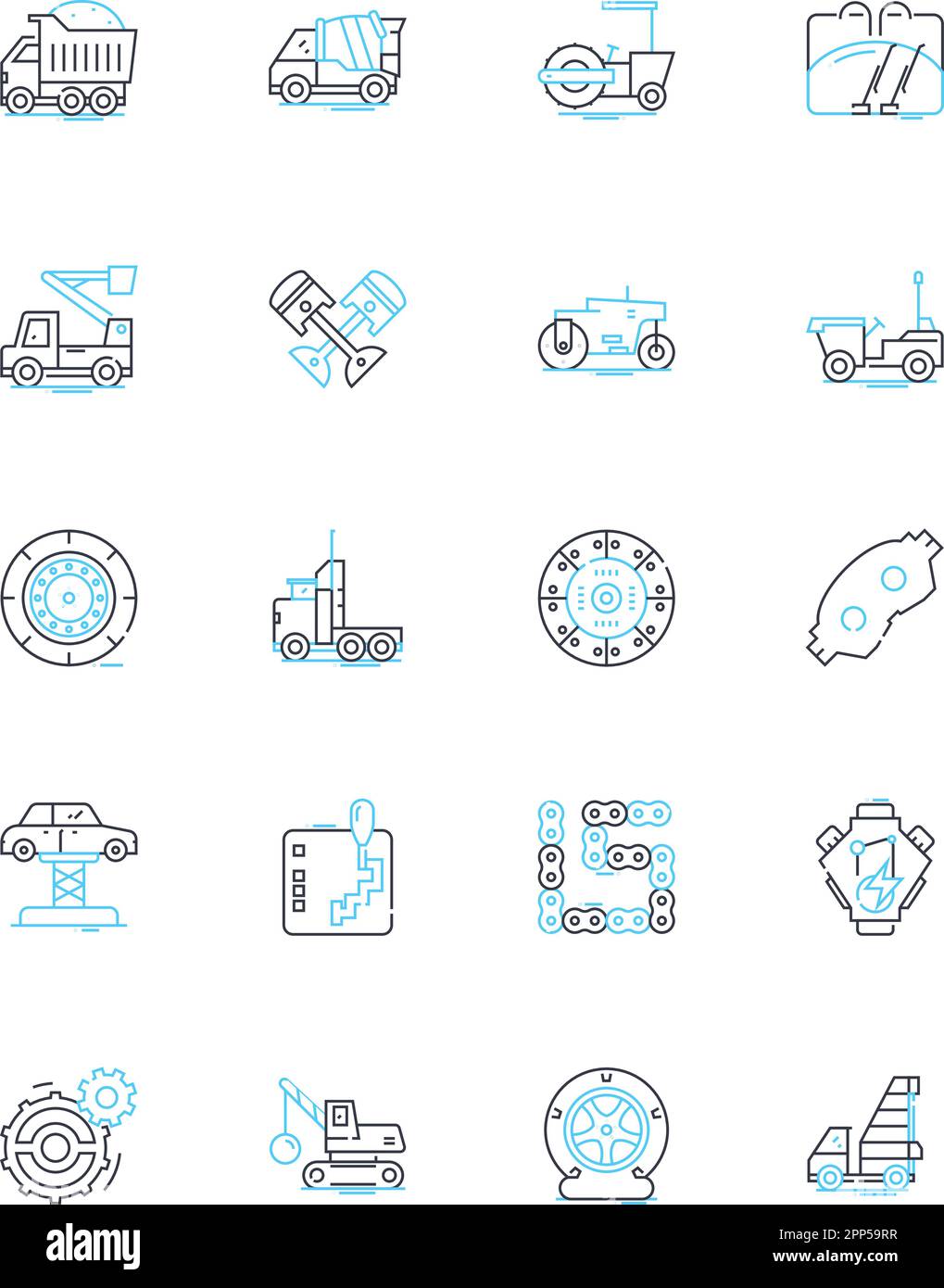 Sports car linear icons set. Speedster, Supercar, Performance ...