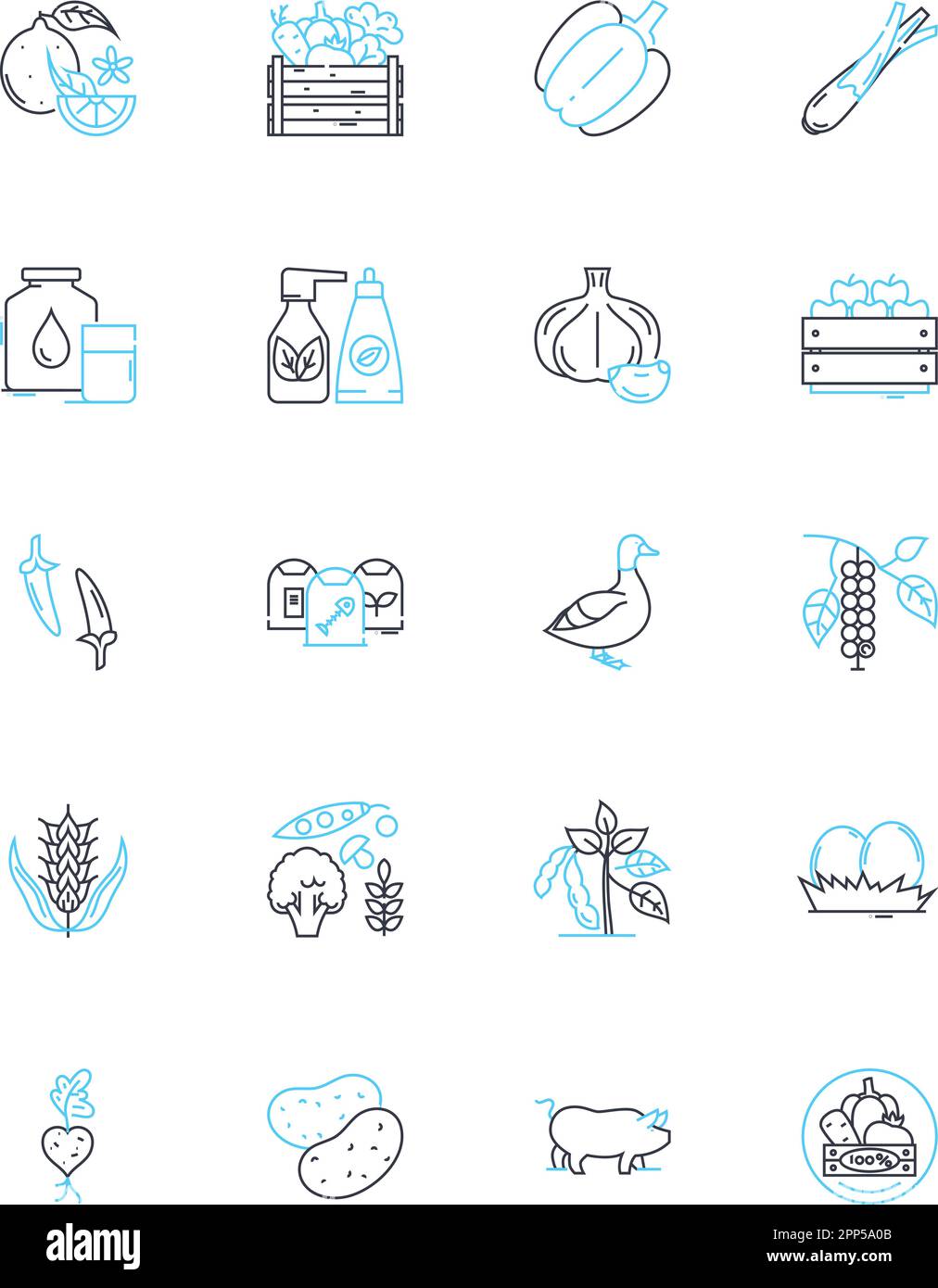 Organic gardening linear icons set. Composting, Permaculture, Soil ...