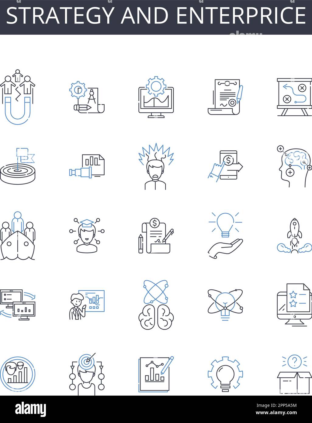 Strategy And Enterprice Line Icons Collection Entrepreneur Startup